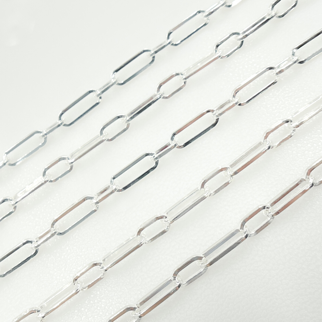 Sterling Silver Flat Paperclip Link Chain