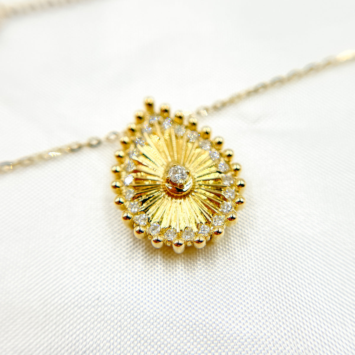 Shop Now 14K Solid Gold Drop Shape Diamond Necklace