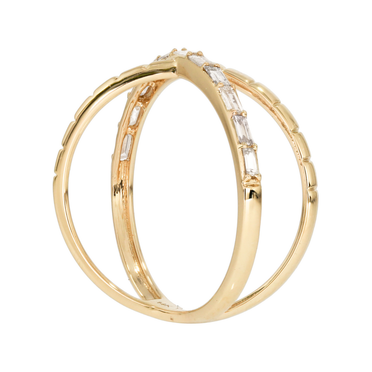Buy Now 14K Solid Gold Diamond and Band Cross Ring