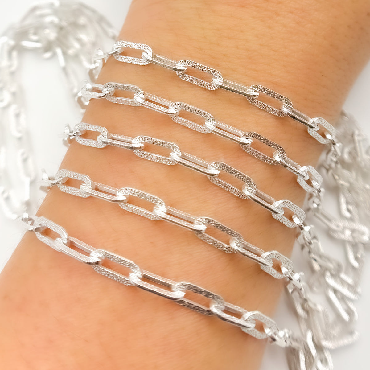 Buy Online Sterling Silver Matt Flat Paperclip Chain