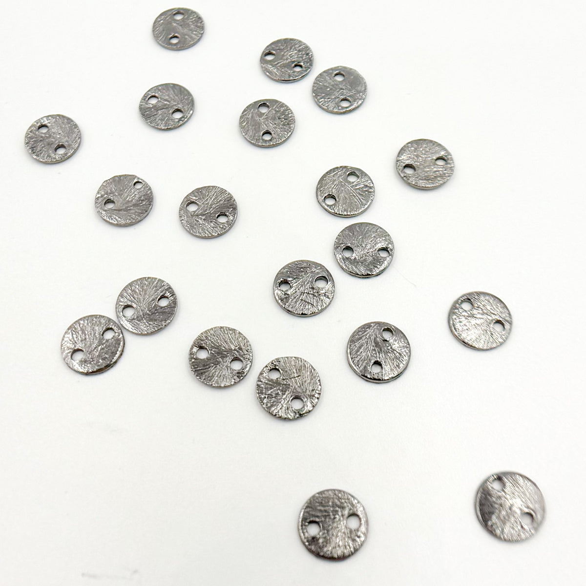 DBR6. 6MM Black Rhodium Sterling Silver Brushed Round Flat Disc Connec