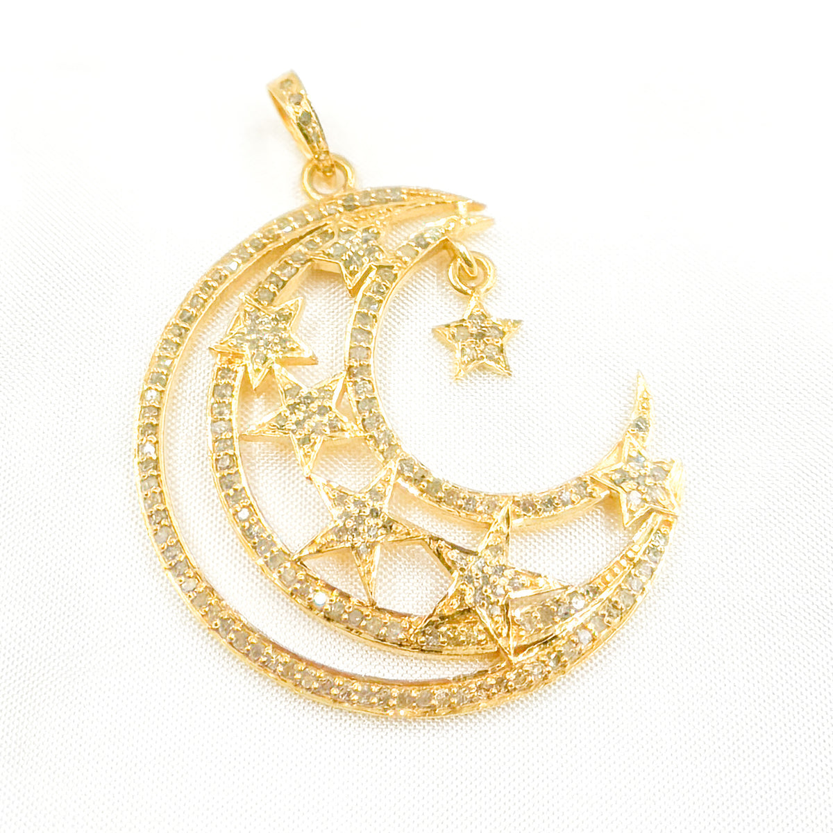 Buy Now Diamond Sterling Silver Moon and Star Pendant