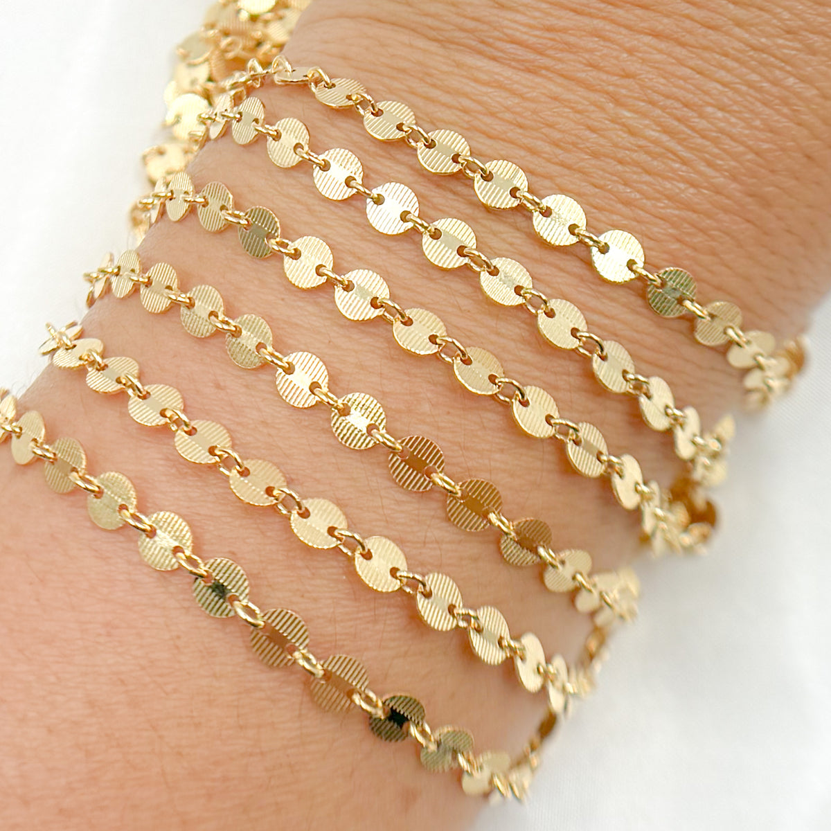 Buy Online 14K Gold Filled Textured Disc Chain for Jewelry