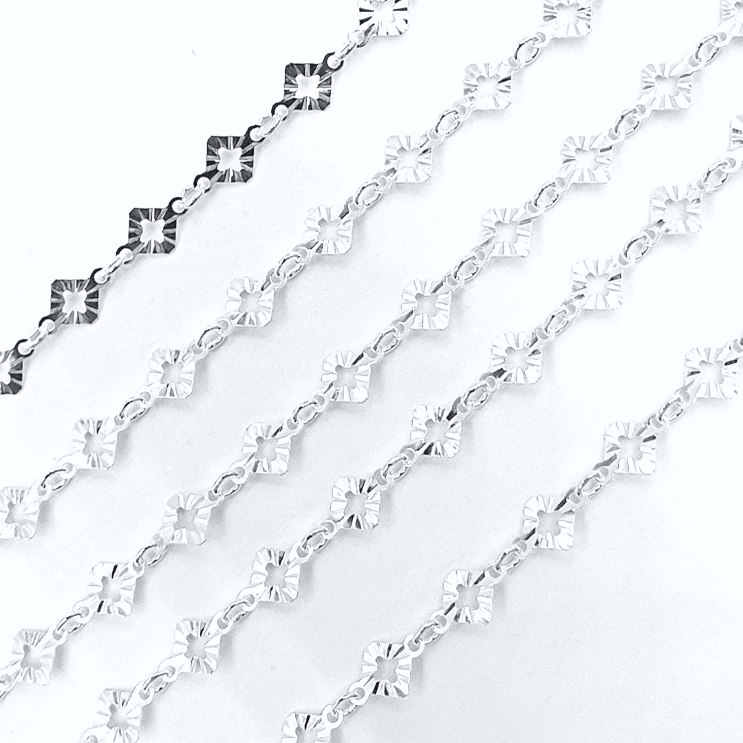 Buy Sterling Silver Hammered Diamond Shape Link Chain
