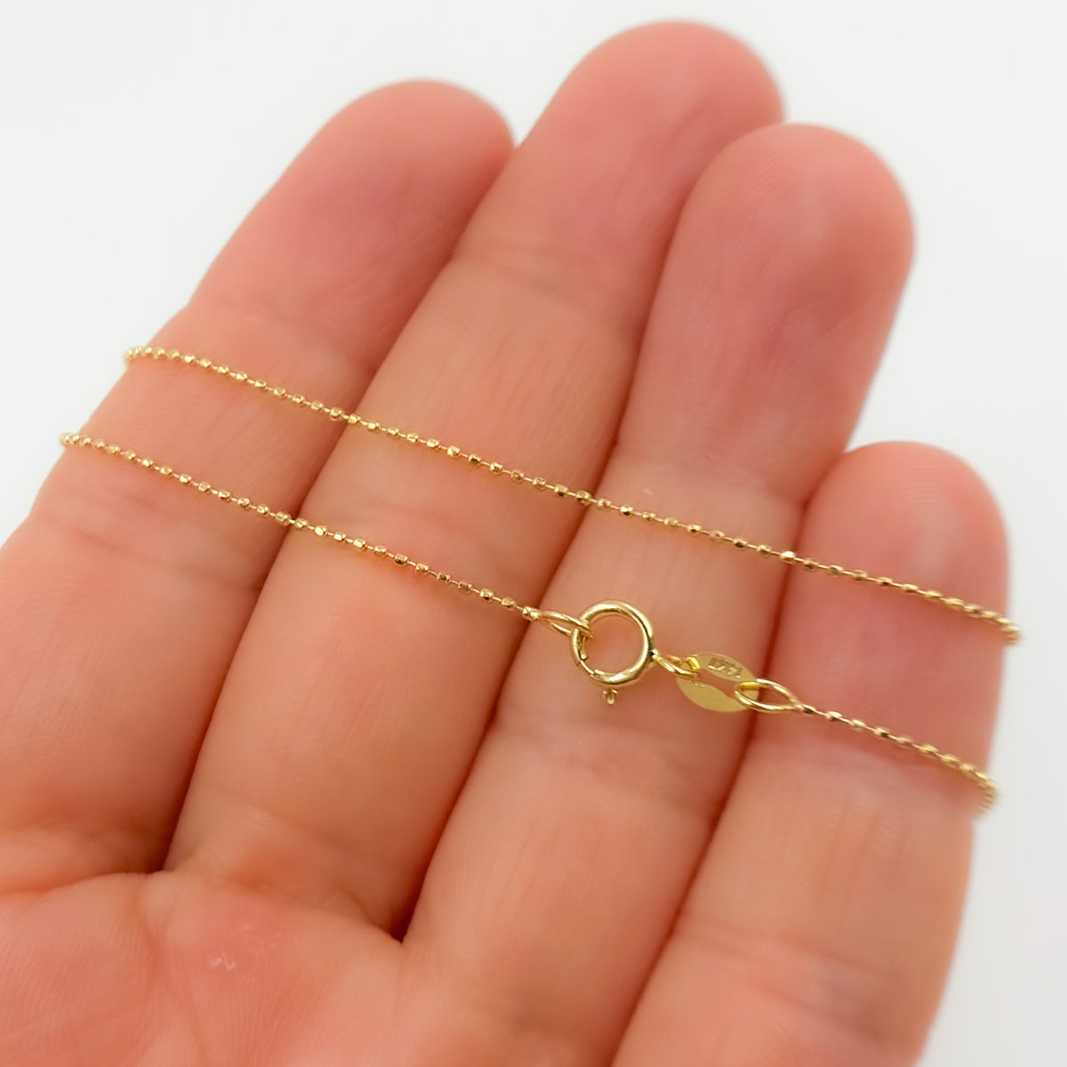 Buy Online 14K Solid Gold Diamond Cut Ball Chain
