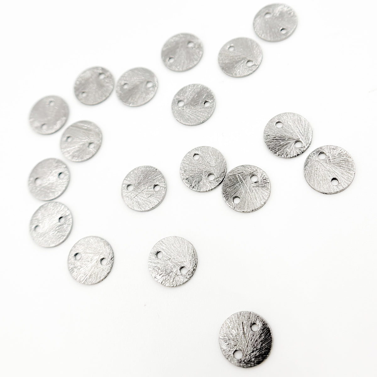 DBR8. 8MM Black Rhodium Sterling Silver Brushed Round Flat Disc Connec