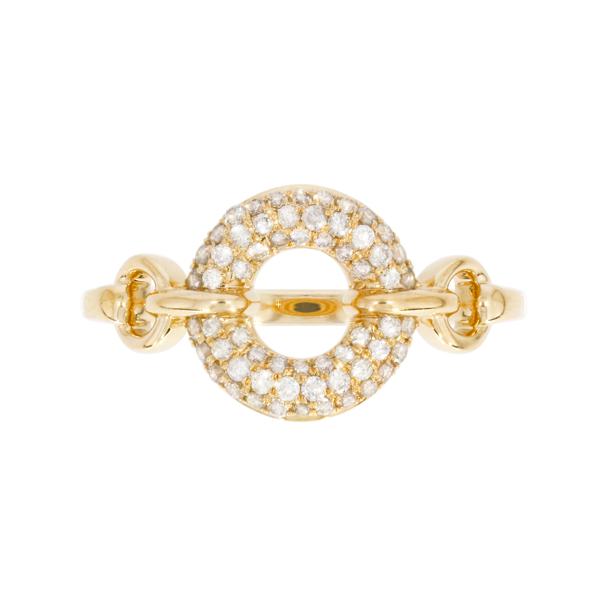 14K Solid Gold Diamond Ring with a Circle in the Center