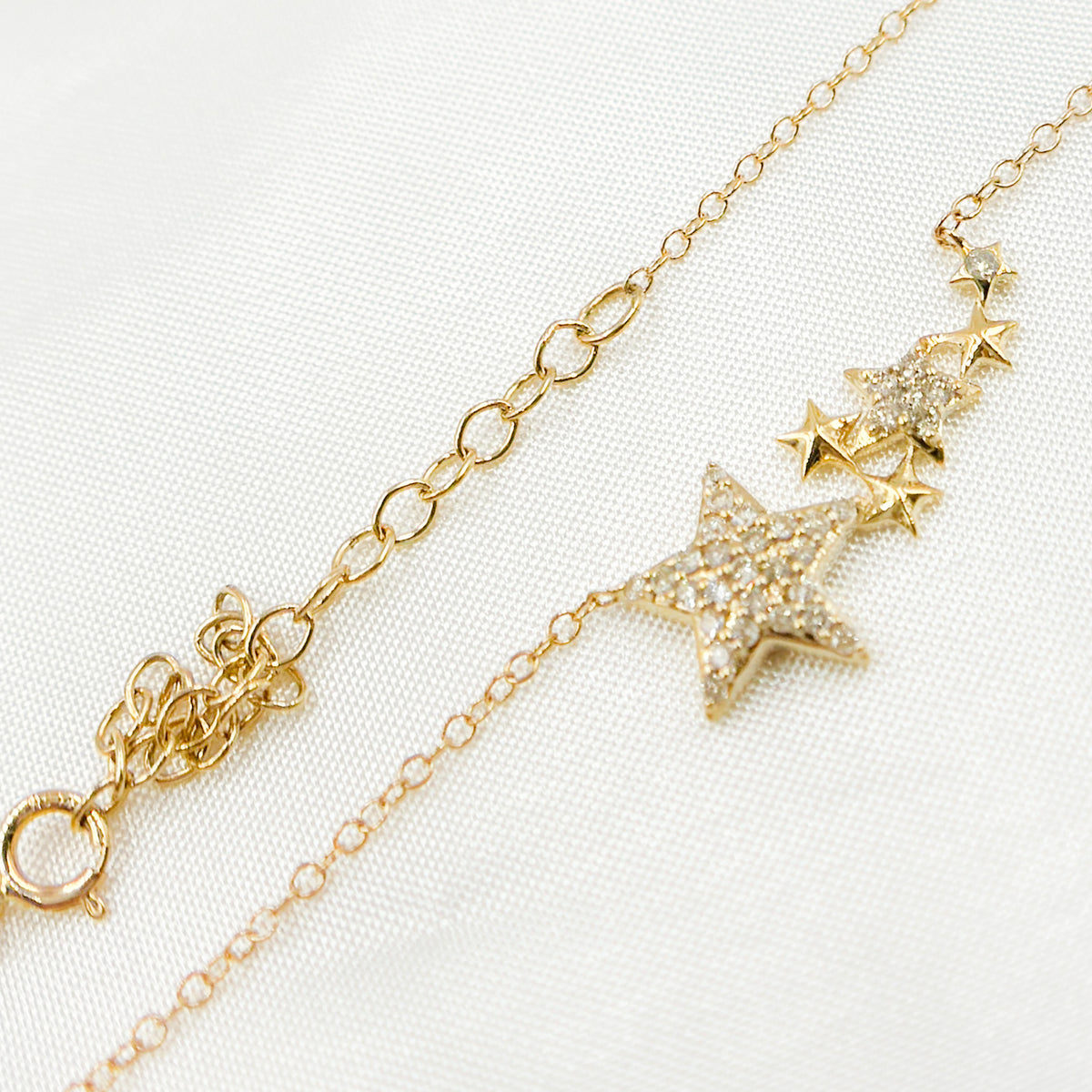NFD70372. 14K Solid Gold Stars Diamond Necklace