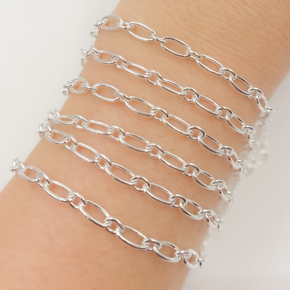 Sterling Silver Long & Short Link Chain – Smooth Finish