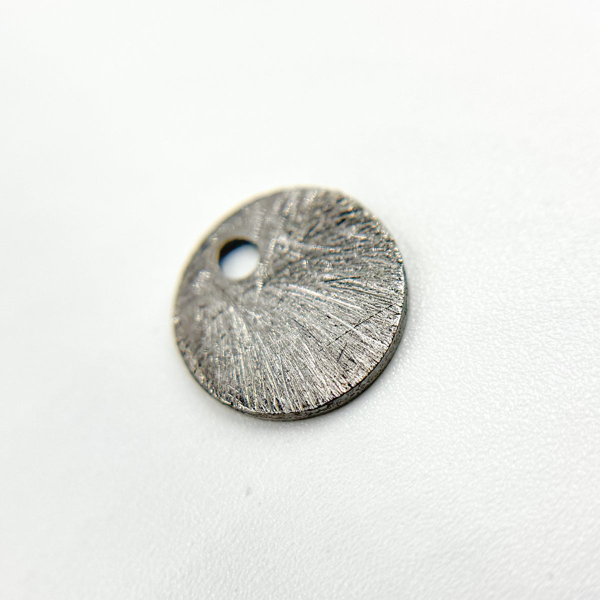 DBR2. 8MM Black Rhodium Sterling Silver Brushed Round Flat Disc Charm