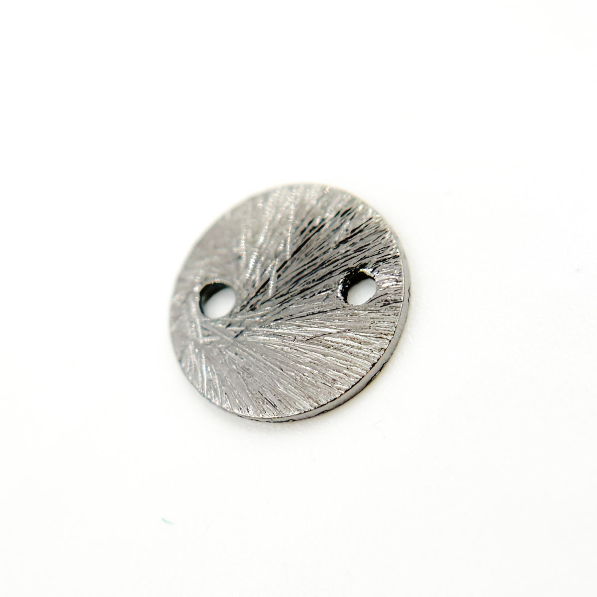DBR8. 8MM Black Rhodium Sterling Silver Brushed Round Flat Disc Connec