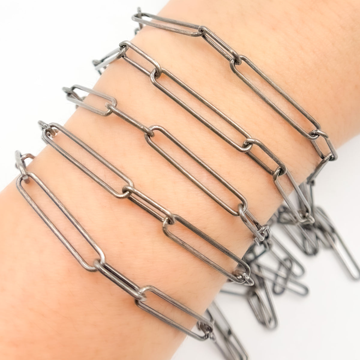 Black Rhodium Sterling Silver Long & Short Chain