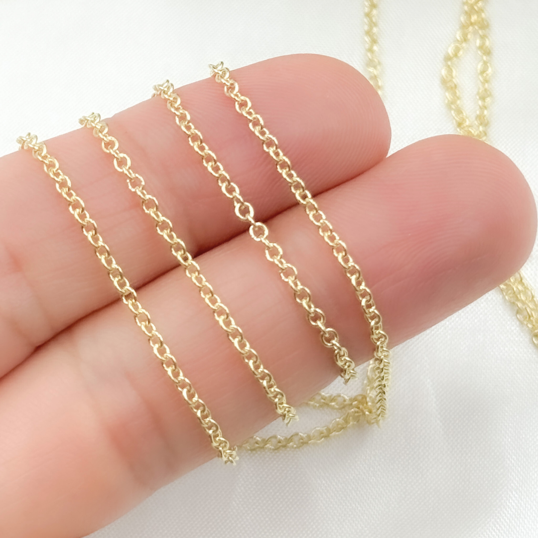 Buy Online 14K Solid Gold Round Cable Link Chain by Foot.