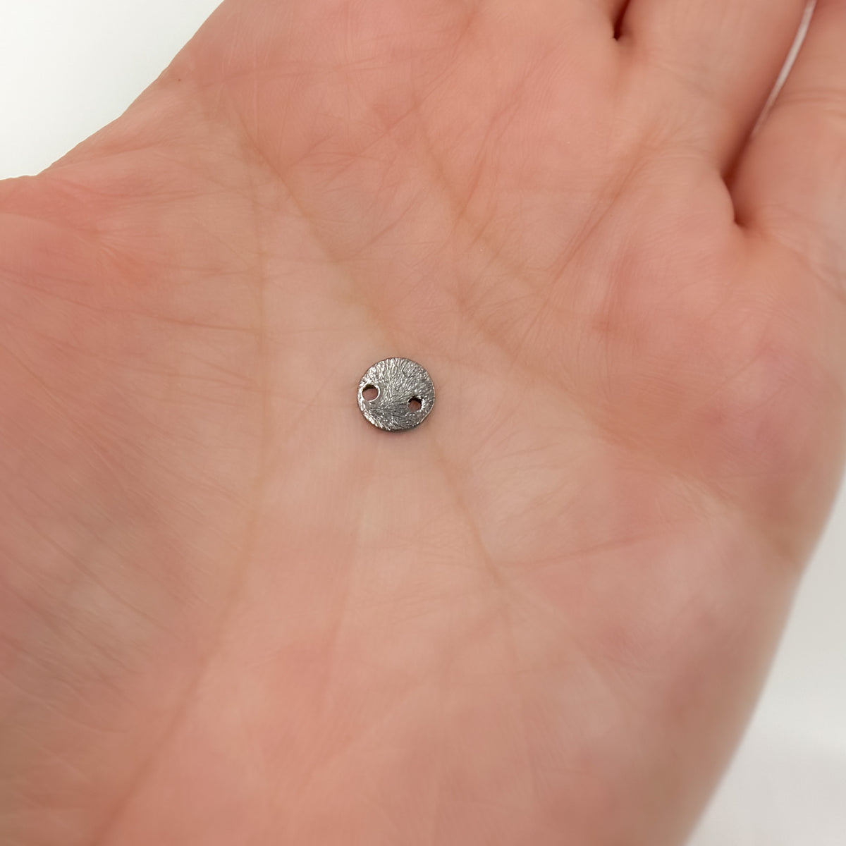 DBR6. 6MM Black Rhodium Sterling Silver Brushed Round Flat Disc Connec