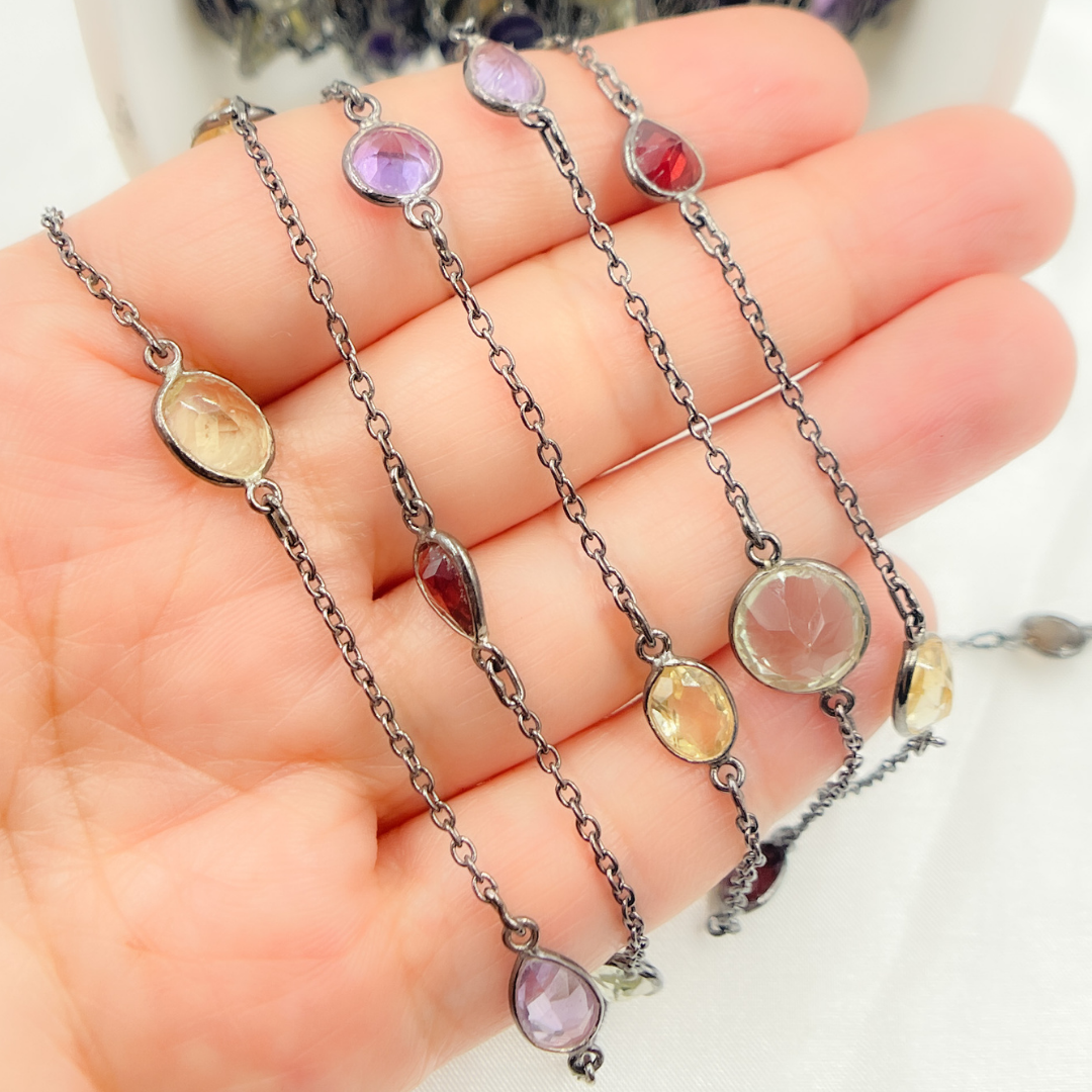Buy Online Multi Stone with Organic Shape Wire Wrap Chain
