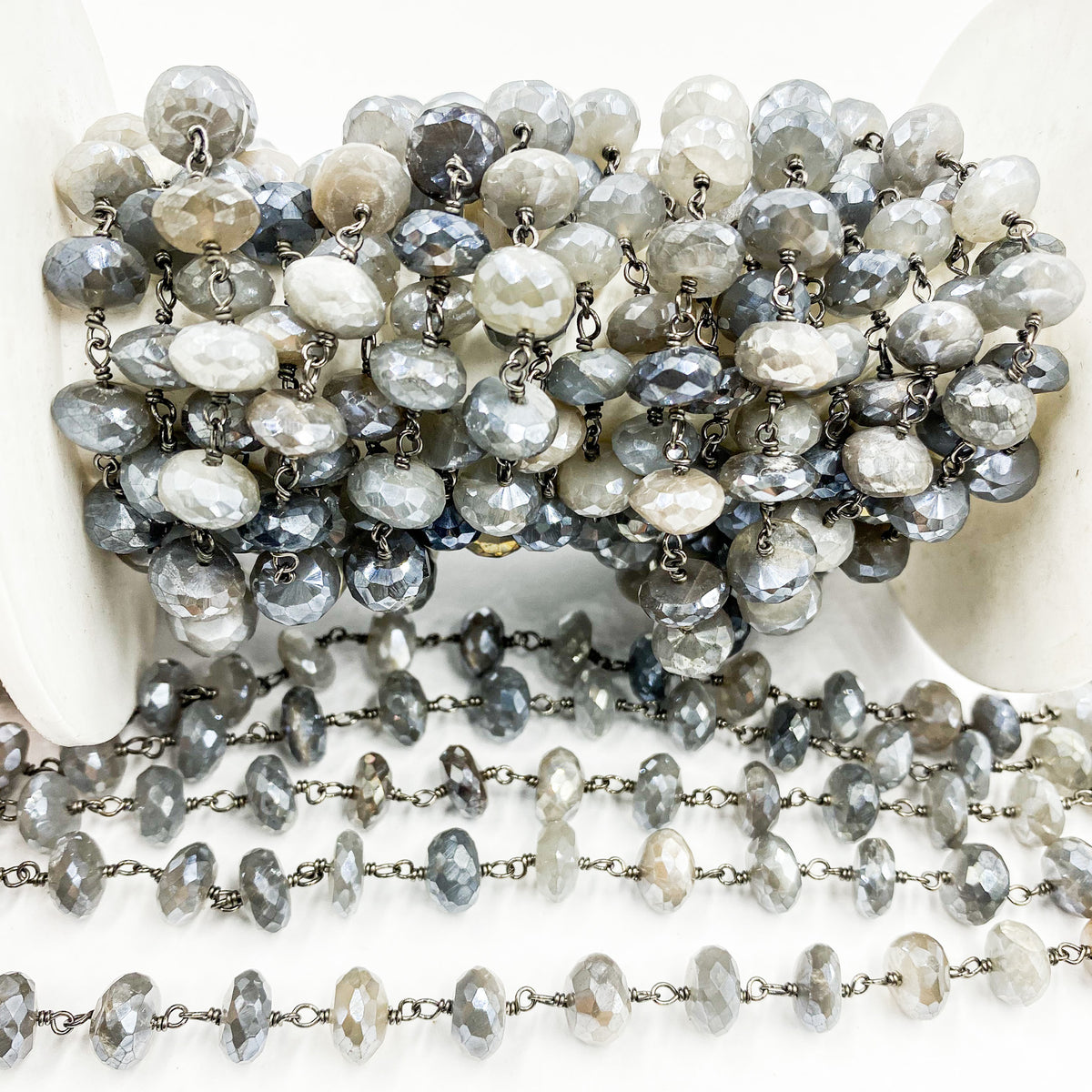 Coated Moonstone Wire Wrap Chain. CMS43