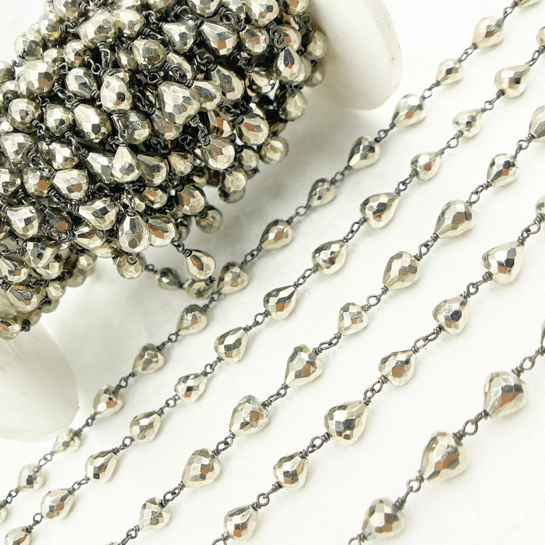 Buy Online Steel Pyrite Tear Drop Shape Oxidized Wire Chain