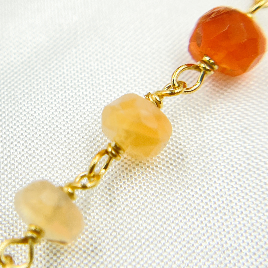 Fire Opal Gold Plated Wire Chain. FOP1